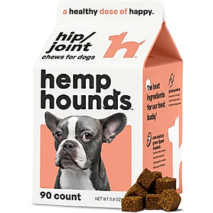 Hemp Hounds - Adaptogenic Joint Supplement for Dogs - Glucosamine Chondroitin for Dogs with Green Lipped Mussels - MSM - 90 Chews - Dog Pain Supplement - Inflammation Relief Chews - Beef Liver Flavor