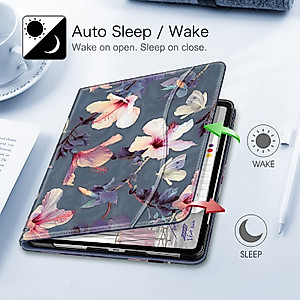 Fintie Folio Case for iPad Pro 12.9" 6th Generation 2022, Multi-Angle Smart Stand Cover w/Pencil Holder & Pocket, Also Fit iPad Pro 12.9 2021 5th & 2020 4th & 2018 3rd Gen, Blooming Hibiscus