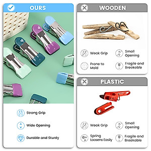 Chip Clips,Clothes Pins,Chip Clips Bag Clips Food Clips 20 Pcs,Towel Clips,Bag Clips for Food,Clothespins 2.17 Inch,Chip Clip,Chip Bag Clip,Metal Clips,Clothes Pins Heavy Duty,Colored Clothespins