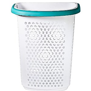 CR-FUSE Bushel Home Logic Rolling Hamper with Pop-Up Handle, White
