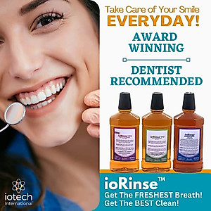 Iotech ioRinse Mouthwash New & Improved - Natural Clean - Contains Xylitol - Saccharin Free - Superior Dental Cleaner for Teeth, Gums, Bad Breath - Soft Mint (1L Bottle)