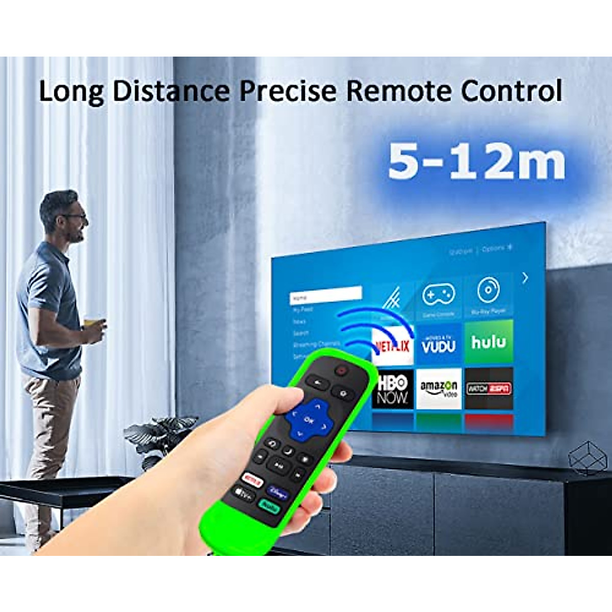 Universal Remote for Roku TV, Replacement Remote with Remote Case, Compatible with TCL Hisense Sharp Philips JVC RCA Sanyo LG Haier Roku TVs, Not for Roku Stick and Box