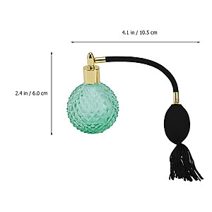 HEALLILY Crystal Vintage Perfume Bottle 100ml Refillable Perfume Spray Bottle with Long Tassel Air Bag Clear Empty Glass Container for Women Girls Green