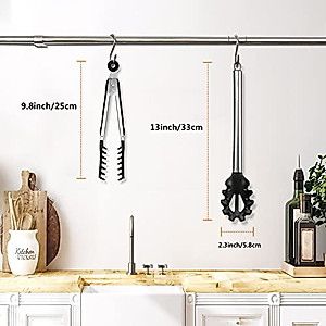 2 Pieces Spaghetti Spoon and Pasta Tong,Non-stick 13-Inch Silicone Spaghetti Fork and 9.8-Inch Stainless Steel Handle Spaghetti Tong Food Clip for Spaghetti Noodle