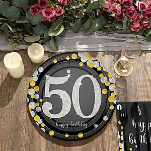 HIPVVILD Happy 50th Birthday Decorations Tableware Men Women - 50th Birthday Plates & Napkins Party Supplies, Plate, Cup, Napkin, Tablecloth, Cutlery, 50 Year Old Birthday Table Decorations | Serve 24