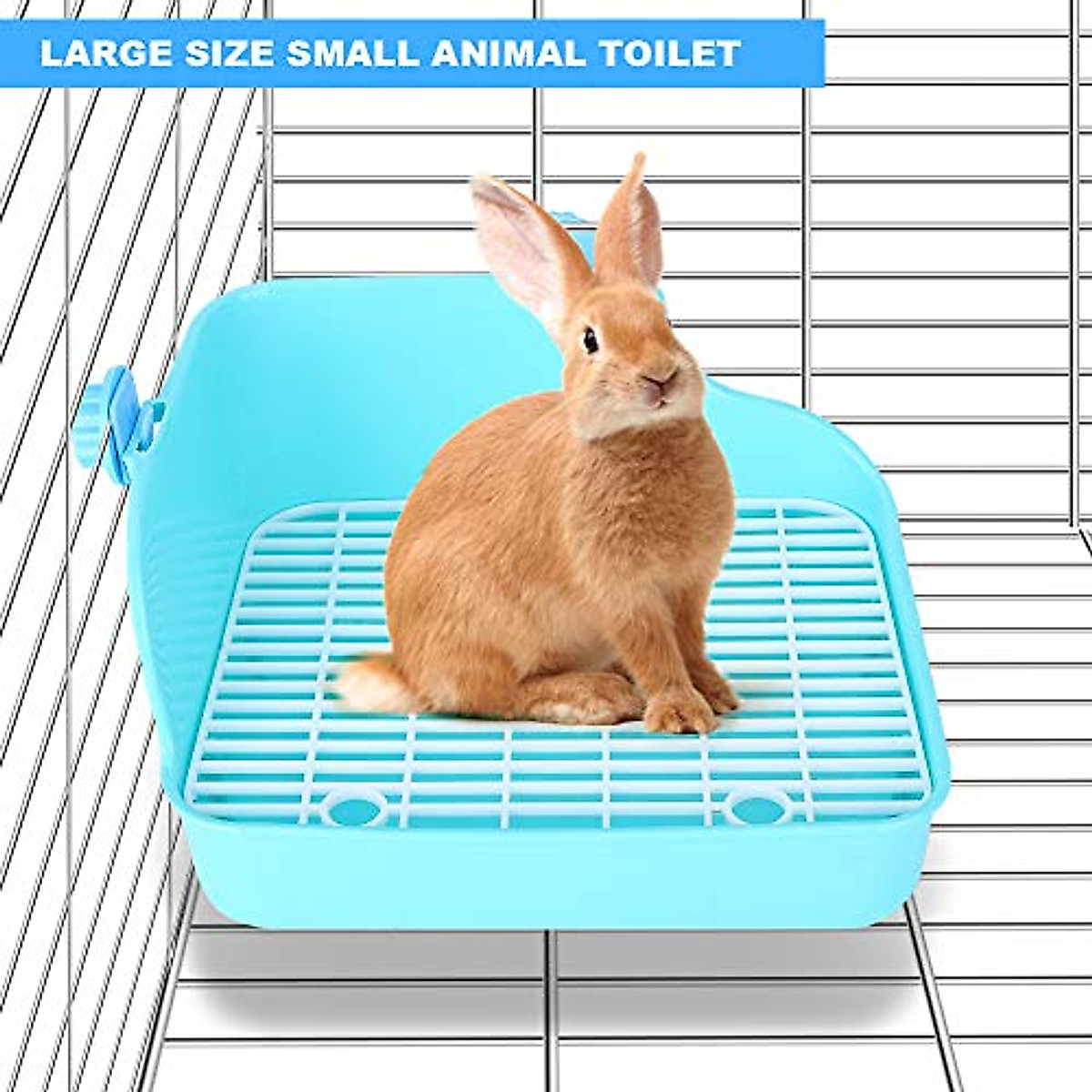 LIZEALUCKY Rabbit Litter Box Toilet, Plastic Square Cage Box Potty Trainer Corner Litter Bedding Box Pet Pan for Small Animals, Rabbits, Guinea Pigs, Chinchilla, Ferret, Galesaur, 11 x 8.7 x 5.9 in
