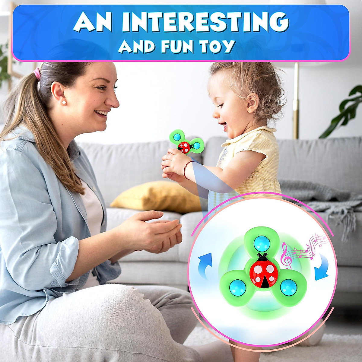 3Pcs Suction Cup Decisive Spinner Toys for Baby - Suction Table Fidget Spinner for Baby Bath Spinning Toy High Chair Toys with Suction Cups - Baby Suction Cup Toys for Babies Toddler Fidget Toys