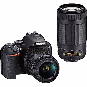 Nikon D3500 DSLR Camera with 18-55mm and 70-300mm Lenses (1588) + 4K Monitor + 2 x 64GB ExtremePro Card + 2 x EN-EL14a Battery + Corel Software + Tripod + Case + More - International Model (Renewed)