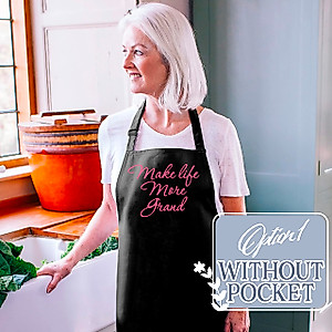 LALALA GIFT LAND Customized Kitchen Chef Apron w/Pockets - Black - White Option - 9 Font - 18 Font Color - Personalized Bbq Chef Apron (Black)