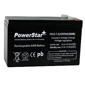 PowerStar PS12-7 12V 7Ah Rechargeable Maintenance Free SLA/AGM Backup Battery for SEC1075