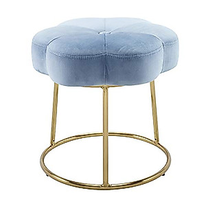 Linon Light Blue and Gold Vanity and Accent Talulah Stool