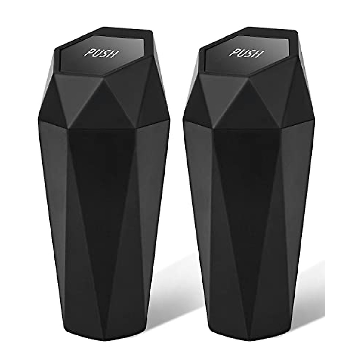 SINSEN Car Trash Can with Lid, Truck Garbage Bin and Interior Organizer Accessories Must Haves, Mini Diamond Trashcan for Road Trip, Leak-Proof, 2PCS