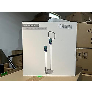yAyusi Phone Stand for Recording, Overhead 360° Rotation with Two Phone Holders, Content Creator Kit, Rechargeable Adjust Foldable 15 Brightness LED Light for Live Streaming/YouTube/Video Recording