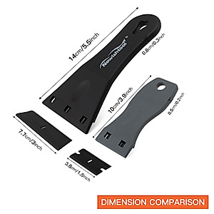 NEWISHTOOL Plastic Razor Blade Scraper with 3 Inch Big Blade, 2 Pack Plastic Blade Scraper and 20 PCS Extra Blades Adhesive Remover for Glue Residue Labels, Decals and Sticker on Window and Glass