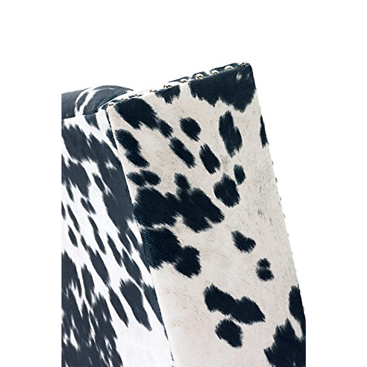 Sole Designs Rexford Collection Faux Leather and Fabric Upholstered Wingback Dining Chair with Holstein Pattern and Nailhead Trim, Set of 2, Black