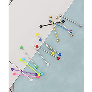 EVELICAL 30Pcs 14G Stainless Steel Industrial Barbell Earrings for Women Men Cartilage Helix Body Piercing Jewelry 38mm 1&1/2 Inch Piercing Bar Style A