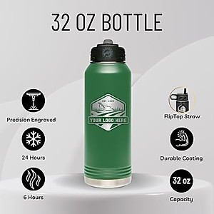 32oz Stainless Water Bottle with Flip Straw Lid- Upload Your Logo, Custom Double Wall Vacuum Insulated Straw Travel Bottle, Ideal for Corporate Gifts, Events, and Sports Teams