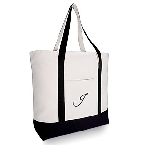 DALIX Personalized Tote Bag Monogram Black - J