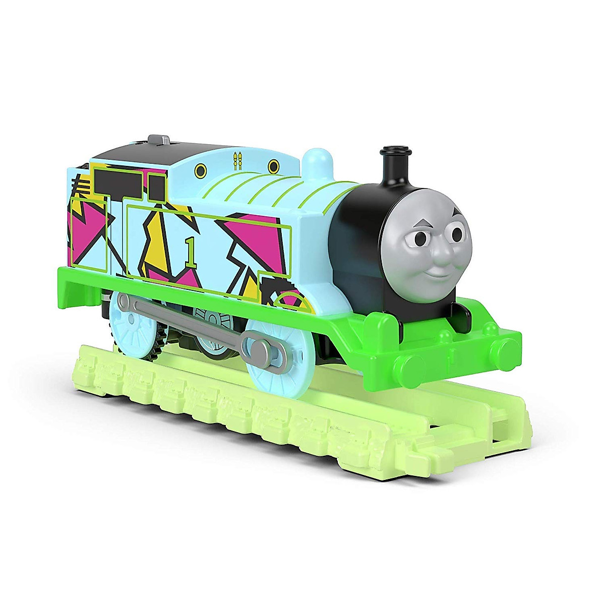 THOMAS & FRIENDS Hyper Glow Thomas FVJ73, Thomas The Tank Engine & Friends Glow in The Dark Trackmaster Engine, Multicolour