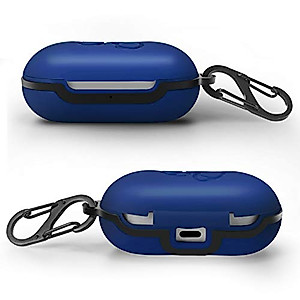 LiZHi Case for Samsung Galaxy Buds + Plus (2020) / Galaxy Buds (2019), Galaxy Earbuds Silicone Skin Cover Shock-Absorbing Protective Case with Keychain, Navy Blue