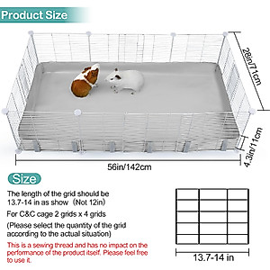 Guinea Pig Cage Liner, Waterproof Liner for Guinea Pigs, Guinea Pig Bedding with Tarp Bottom for C&C Grids, Cage Liners for Guinea Pig, Bunny, Hamster, Rabbit,Not Include Cage,56 * 28 inches