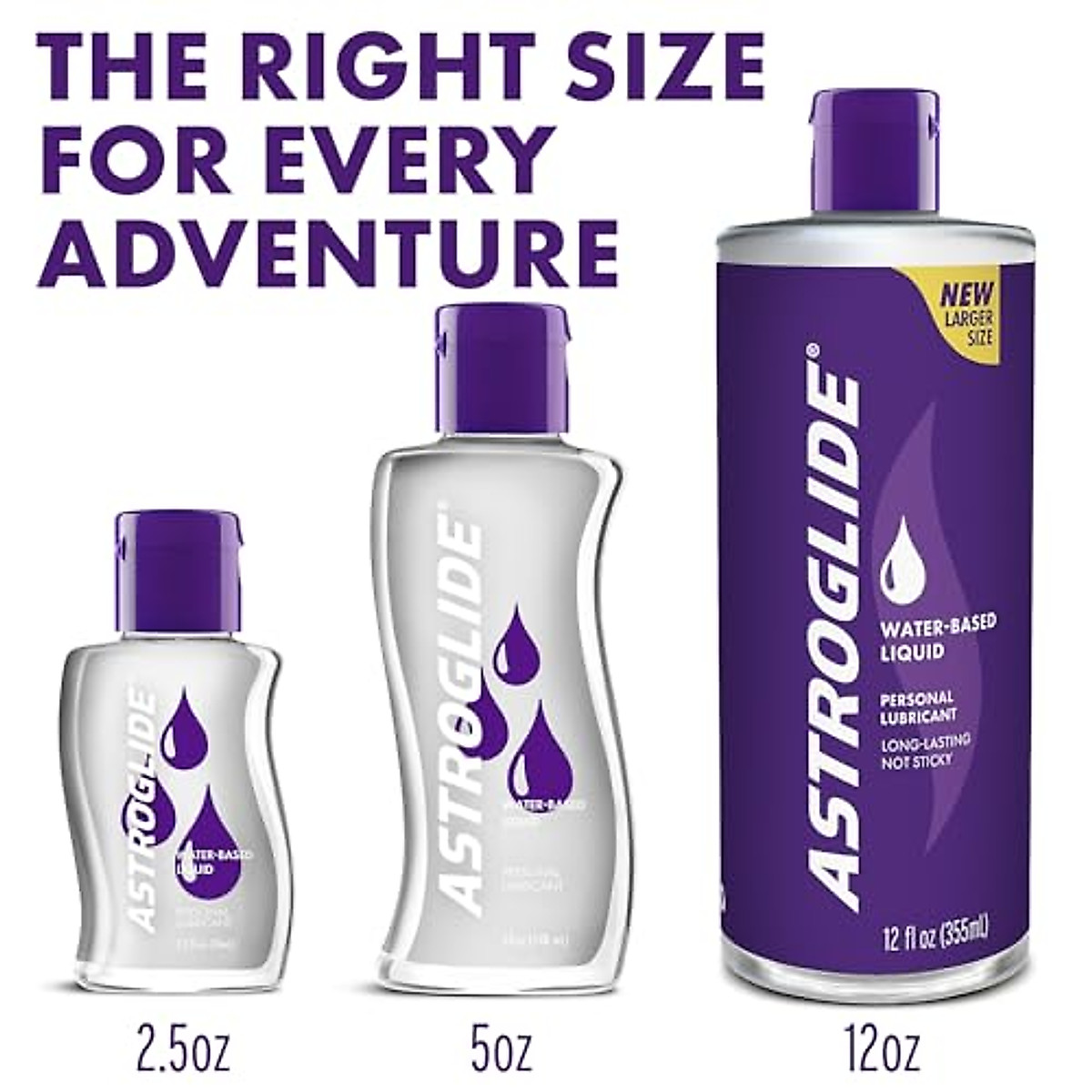 Astroglide Water Based Lube (2.5oz), Liquid Personal Lubricant for Long-Lasting Pleasure for Men, Women and Couples, Safe for Toys, Travel-Friendly Size