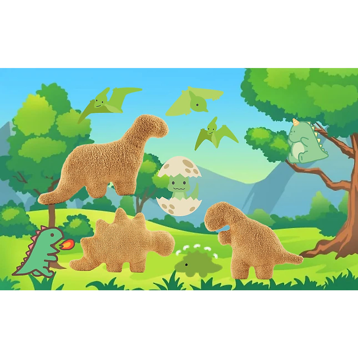 YAUYUOO Rainbow Family Plush Dino Pillow Plush Gift Ideas for Boys and Girls (Yellow)