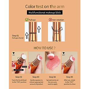 3 Pcs Liquid Contour Beauty Wand Set, Contour & Blush & Highlighter Stick with Cushion Applicator， Attached Easy to Blend, Long Lasting & Smooth Natural Matte Finish (#02#03#05)