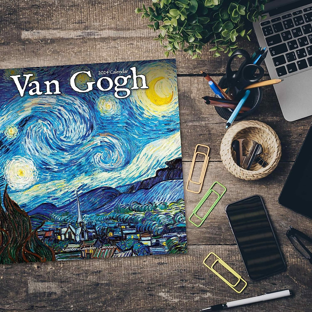 2023 2024 Van Gogh Calendar - Artists Monthly Wall Calendar - 12 x 24 Open - Thick No-Bleed Paper - Giftable - Academic Teacher's Planner Calendar Organizing & Planning