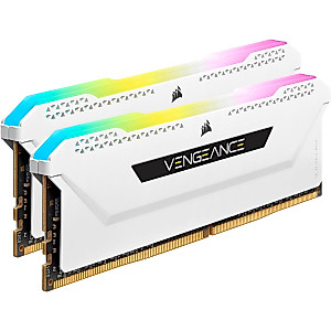 Corsair VENGEANCE RGB PRO SL DDR4 32GB (2x16GB) 3600MHz CL18 Intel XMP 2.0 AMD Ryzen iCUE Compatible Computer Memory - White (CMH32GX4M2D3600C18W)