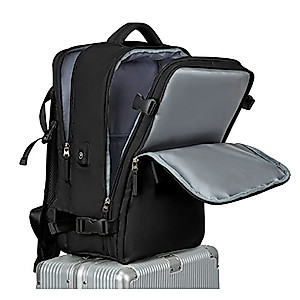 bergsalz Black Travel Backpack Essentials For Women Men Airline Approved Personal Item Travel Bag Carry On Bag Gym Waterproof Backpack Purse College Laptop Bag