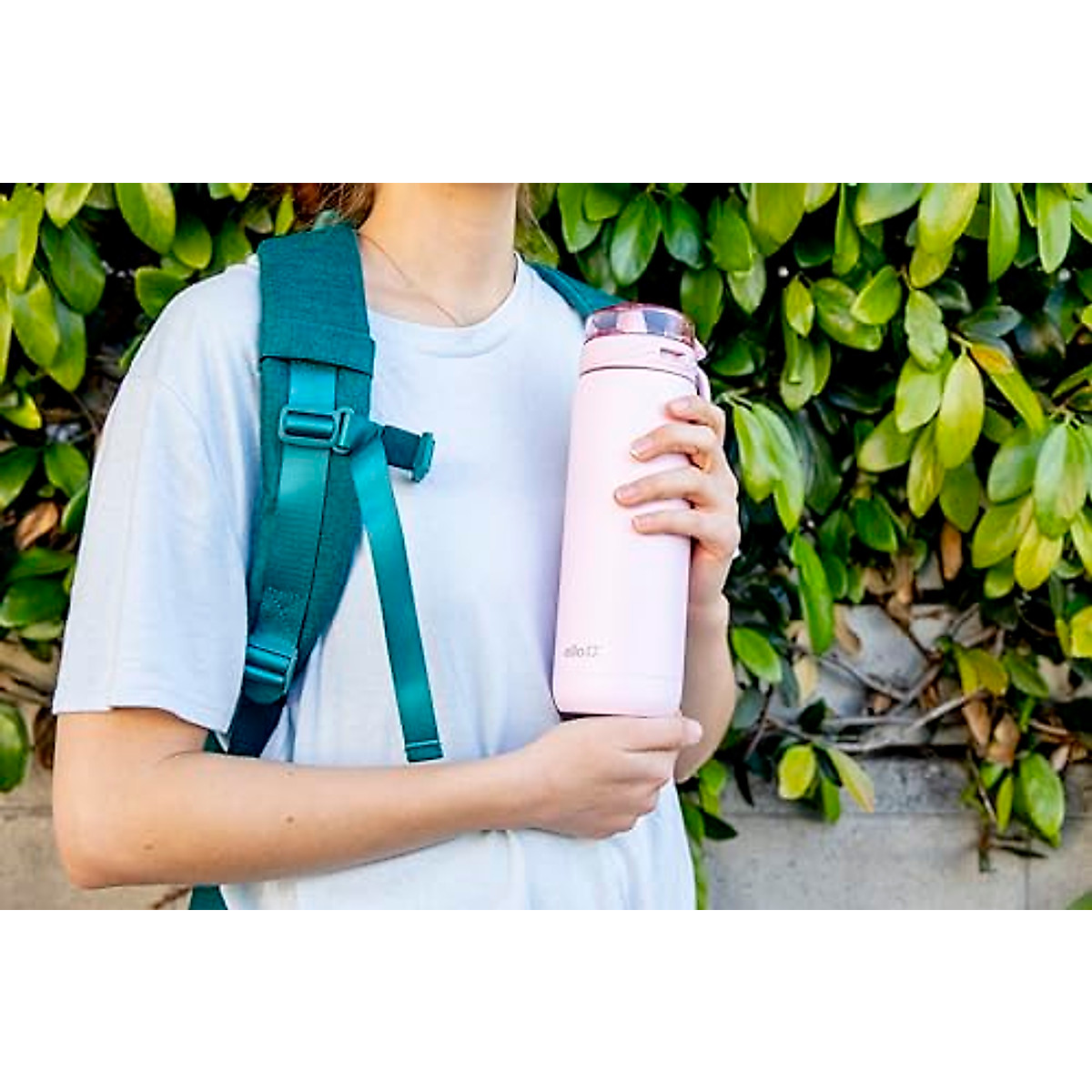 Ello Cooper 22oz Stainless Steel Water Bottle with Straw and Carry Handle, Double Walled and Vacuum Insulated Metal, Leak Proof Locking Lid with Soft Silicone Spout, Reusable, BPA Free, Cashmere Pink