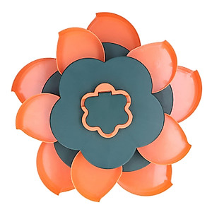 Snack Serving Tray with Lid, Fruit Serving Container, Flower Shape Appetizer Tray, Divided Plastic Food Storage Organizer Plate for Snack, Candy, Nut, Picnic(Double Layer)