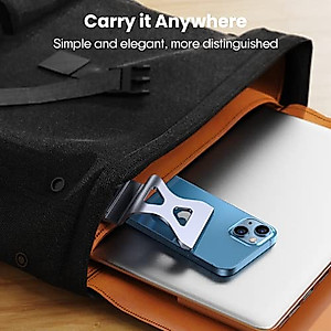 THREEKEY Mini Cell Phone Stand, Aluminum Phone Stand for Desk Compatible with All Mobile Phones, Electronic Reading Devices(4-7'') Black