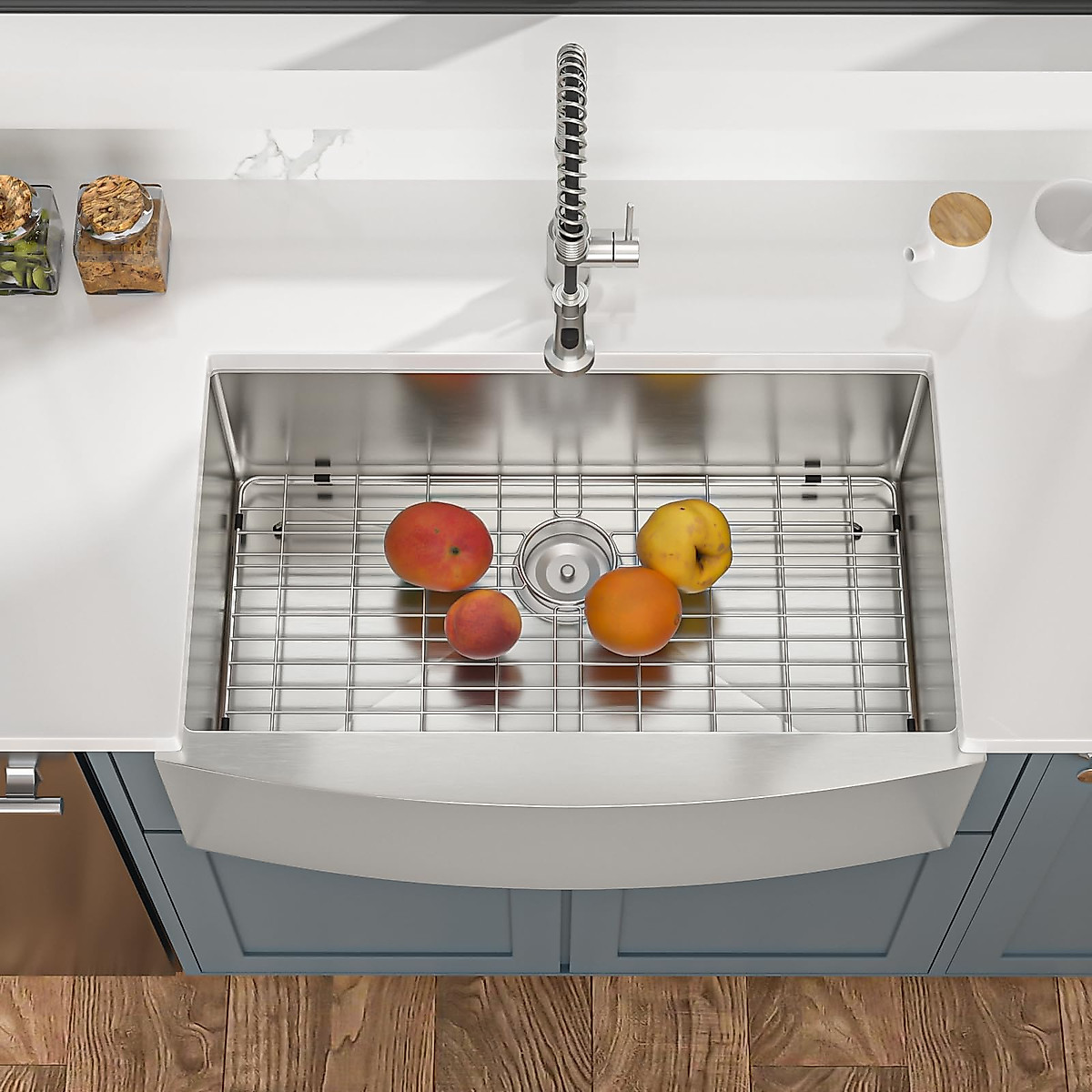 33 Inch Farmhouse Kitchen Sink - Mocoloo 33 Inch Stainless Steel Sink 16 Gauge Deep Single Bowl Undermount Apron Front Farm Sinks