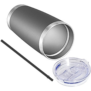VEGOND 20oz Tumbler with Lid and Straw Stainless Steel Tumbler Cup Vacuum Insulated Double Wall Travel Coffee Mug Powder Coated Coffee Cup(Grey 1 Pack)