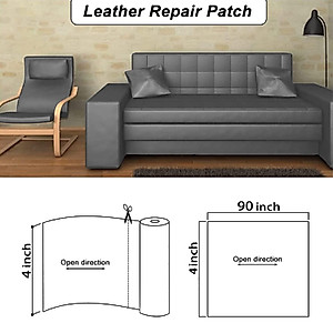 Leather Repair Tape, Self-Adhesive Leather Repair Patch for Sofas, Car Seats, Handbags,Furniture, Drivers Seat, Black, 4 X 120 Inch