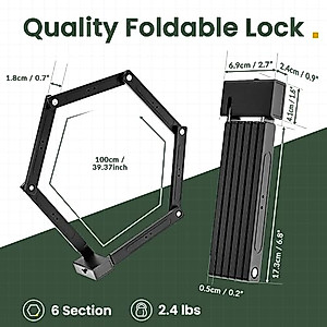 Titanker Folding Bike Lock for Bicycle - 100cm Long Foldable Bike Locks with Keys and Mount, Heavy Duty Anti Theft Bicycle Locks Compact Hardened Steel Bike Lock for Electric Bikes Motorcycles Scooter