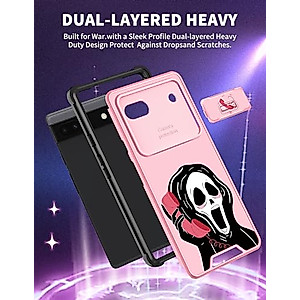 Goocrux for Google Pixel 6A Case Skeleton for Women Girls Cute Skull Girly Phone Cover Gothic Design Aesthetic with Slide Camera Cover Funny Goth Cool Cases for Pixel 6A 5G 6.1 inch