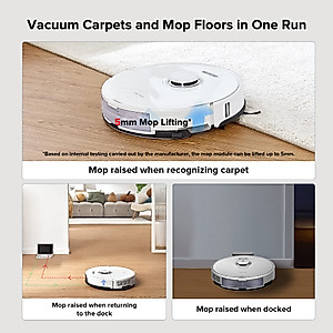 roborock S8 Robot Vacuum and Mop Cleaner, DuoRoller Brush, 6000Pa Suction, ReactiveAI 2.0 Obstacle Avoidance, Sonic Mopping, Auto Lifting Mop, Works with Alexa, Perfect for Pet Hair, White