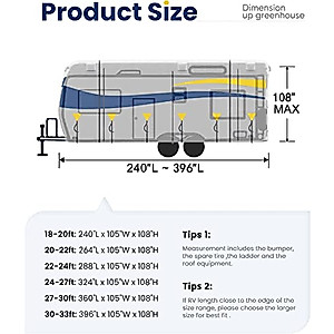 KING BIRD Tearstop-Tec Heavy Duty Travel Trailer Camper RV Cover, Fits 29.6-32.5ft Motorhome for Winter Snow, Anti-UV, Breathable, Waterproof, Rip-Stop, Oxford