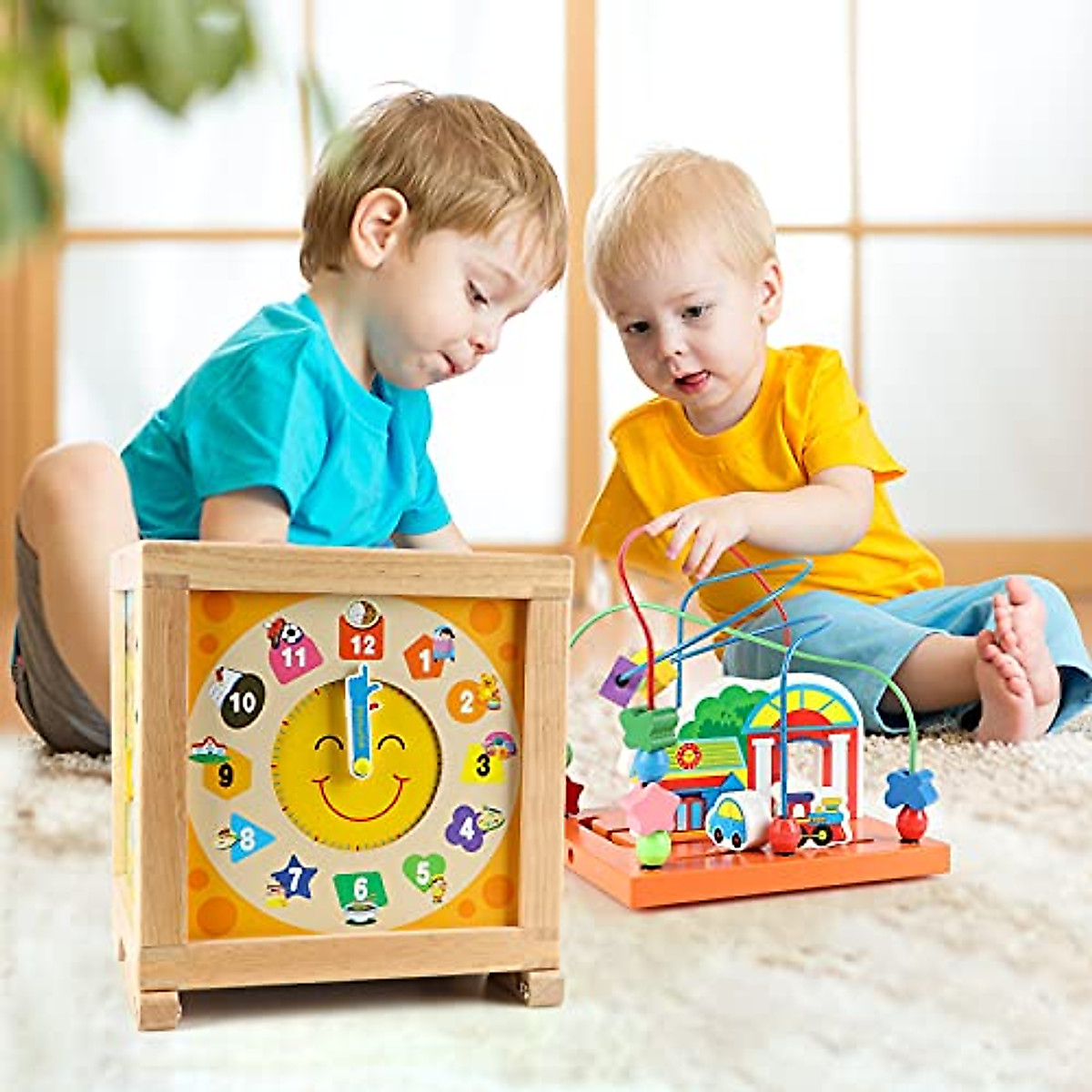Gemileo Wooden Activity Cube Baby Push Walker for Kids Baby One 1, 2 Year Old Boy Gifts Toys Developmental Toddler Educational Learning Boy Toys 12-18 Months Bead Maze, First Birthday Gifts