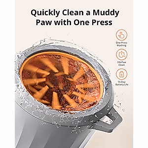 eufy Pet Automatic Dog Paw Cleaner, Portable Electronic Paw Washer, Soft & Strong Bristles in Multi-Layered Structure, Muddy Paw Cleaner for Large & Medium Dogs, Waterproof Design, Long-Lasting Charge