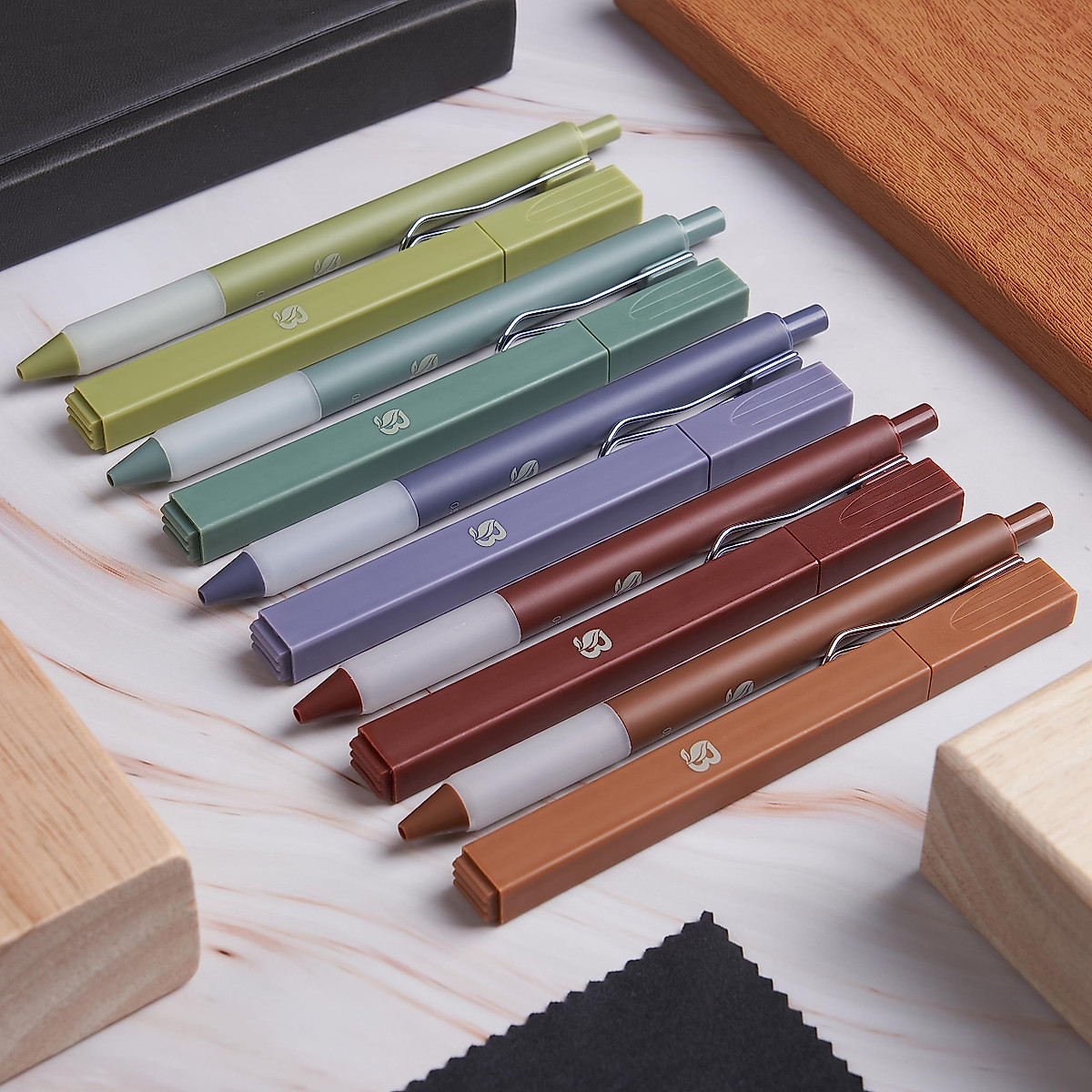 BLIEVE - Aesthetic Highlighters and Gel Pens With Soft Ink And Tip, Bible Highlighters and Pens No Bleed, Dry Fast Easy to Hold, for Bible Journaling Planner Notes School (Earthy, Multicolor)