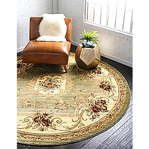 Unique Loom Versailles Collection Area Rug - Henry (3' 1" Round Green/Cream)