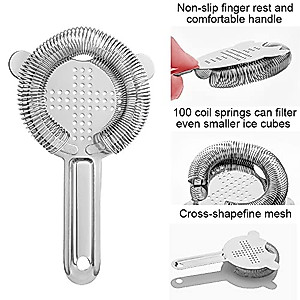 WUWEOT 6 Pack Cocktail Strainer, Stainless Steel Bar Strainer, Bar Tool Drink Strainer with 100 Wire Spring for Professional Bartenders and Mixologists