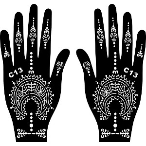 Kotbs 18 Sheets Temporary Tattoo Stencils, Indian Arabian Henna Tattoo Stencils, Glitter Airbrush Tattoo Stickers for Women Boys Girls Hand Body Art
