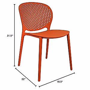 2xhome Set of 2 Modern Pool Patio Chairs, Stackable Dining Side Chairs for Indoor Outdoor Kitchen Living Room Restaurant, Orange