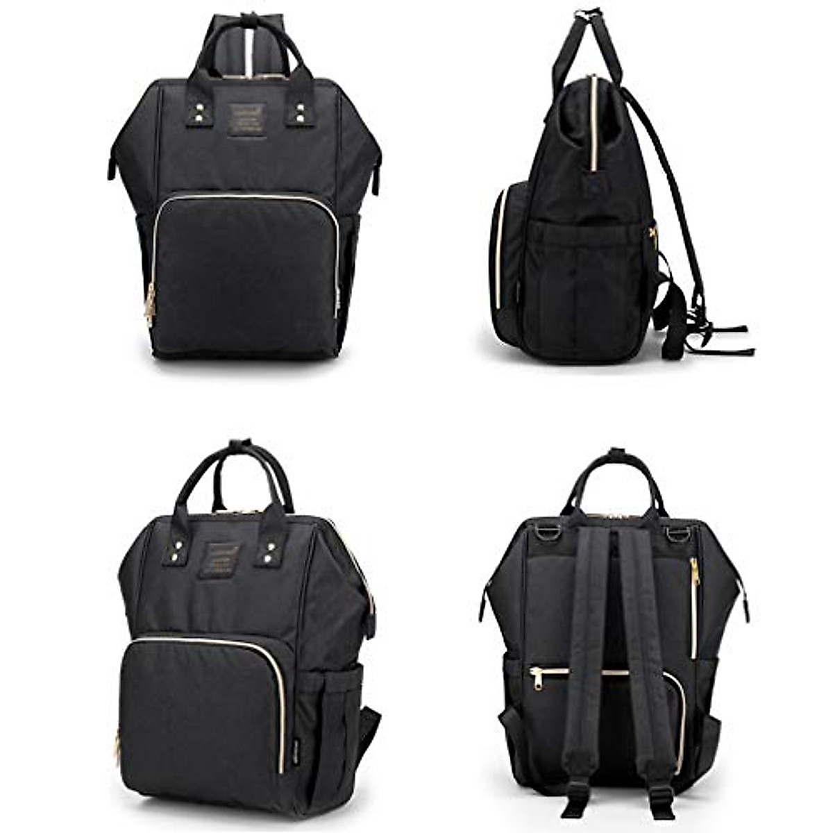 Yokstore Baby Diaper Bag Large Capacity Baby Backpack Bag Multi-Function Waterproof Travel Maternity Nappy Bag for Mom and Dad with Stroller Straps , Black ,Medium