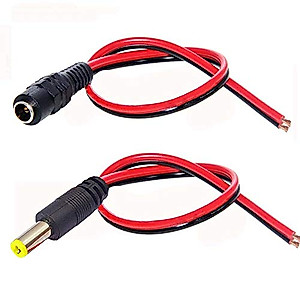 VONVOFF DC Power Pigtail Cable,5.5x2.1mm 18AWG Male and Female DC Connector Plug,12V 5A Barrel Jack Connector for CCTV Security Camera and Lighting Power Adapter (10 Pairs)